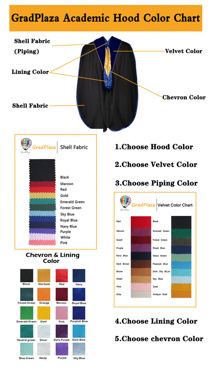 Doctoral Graduation Hood with Gold Piping tell us your color – GradPlaza